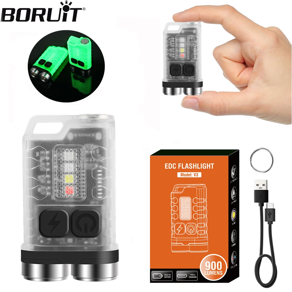 BORUiT-V3-EDC-Keychain-Flashlight-900-Lumens-Mini-Torch-Type-C ...