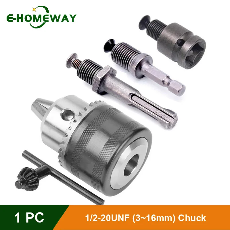 3-16mm 3-Jaw Drill Chuck Converter 1/2"-20UNF Thread Quick Change ...