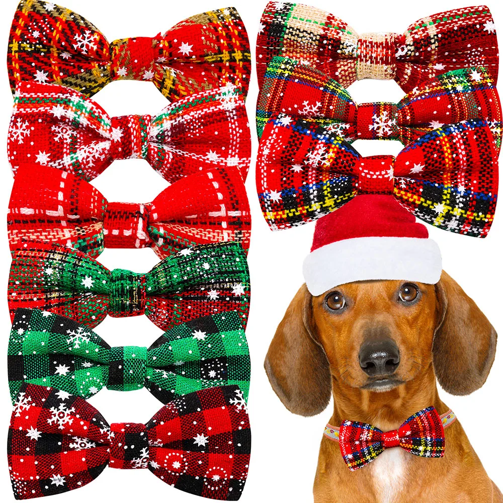 New-50-100pcs-Christmas-Dog-Bows-Removable-Dog-Collar-Pet-Dog-Bow-Tie ...