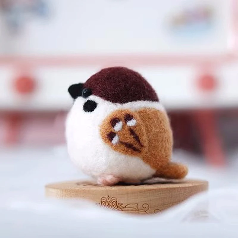 No Finish Funny Sparrow Bird Handmade Wool Needle Felting Kit Sparrow ...