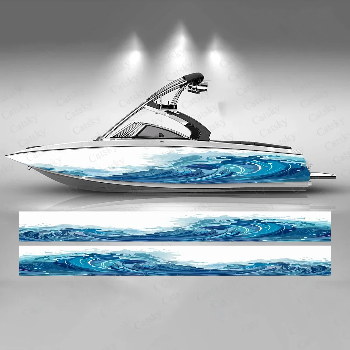 Abstract Ocean Wave Boat Sticker Fashion Custom Fish Boat-Sticker Vinyl ...