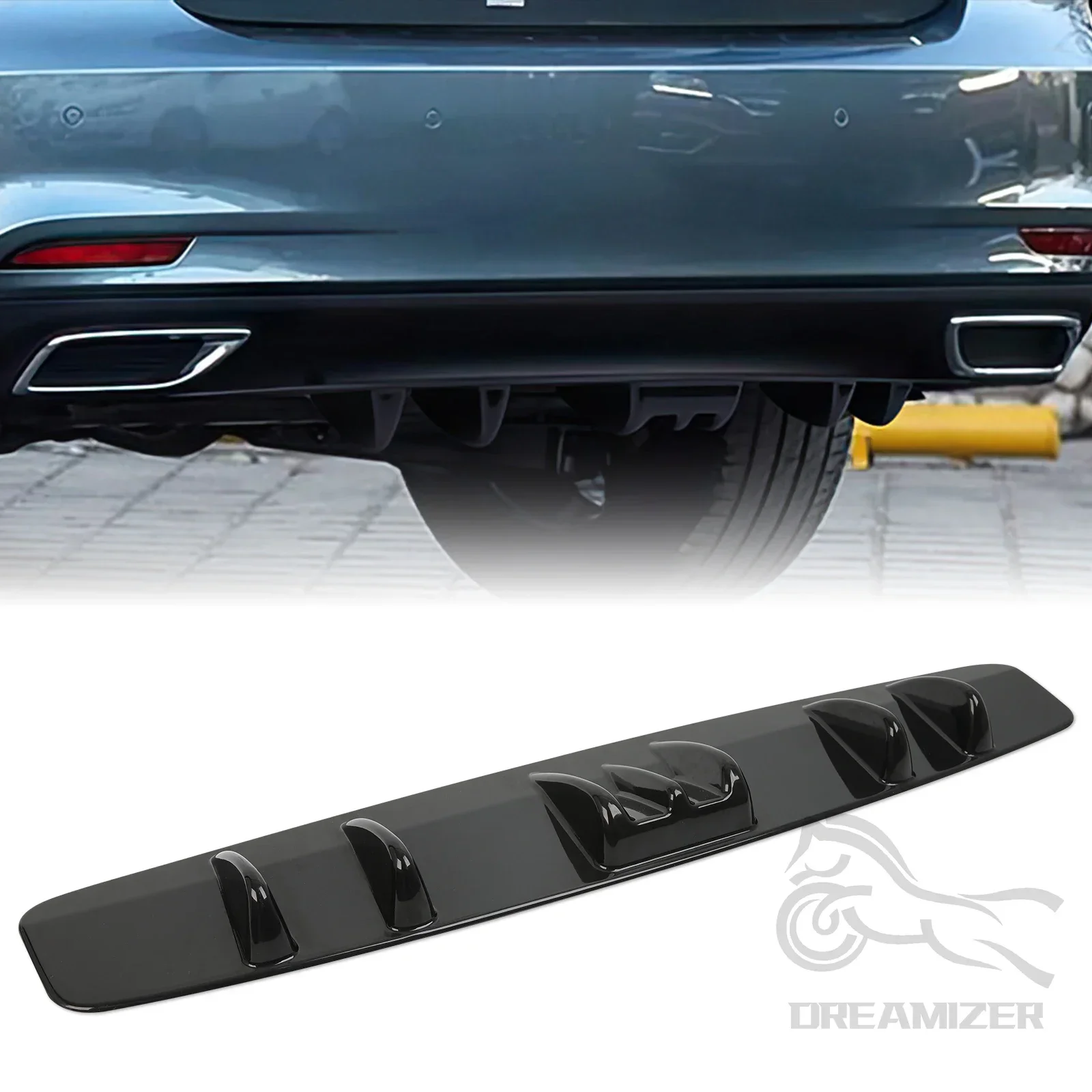 Universal-7-Fins-Chassis-Fin-Style-Car-Rear-Bumper-Lip-ABS-Rear-Shark ...