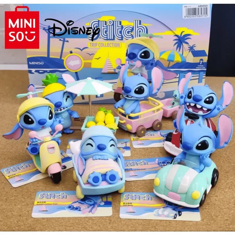 MINISO-Disney-Anime-Kawaii-Stitch-Swim-Series-Figures-Blind-Box-Trendy ...