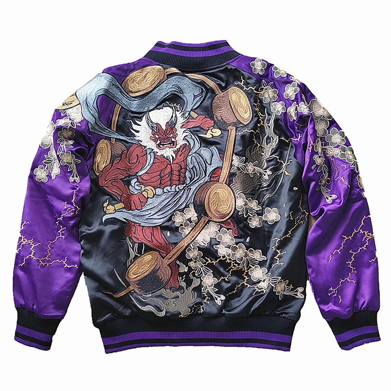 NEW-Fujin-vs-Raijin-Purple-Men-Boys-Heavy-Work-Embroidered-Sukajan ...