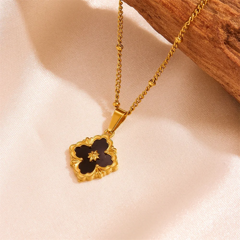 Collares-con-colgante-de-tr-bol-de-la-suerte-de-acero-inoxidable-para ...