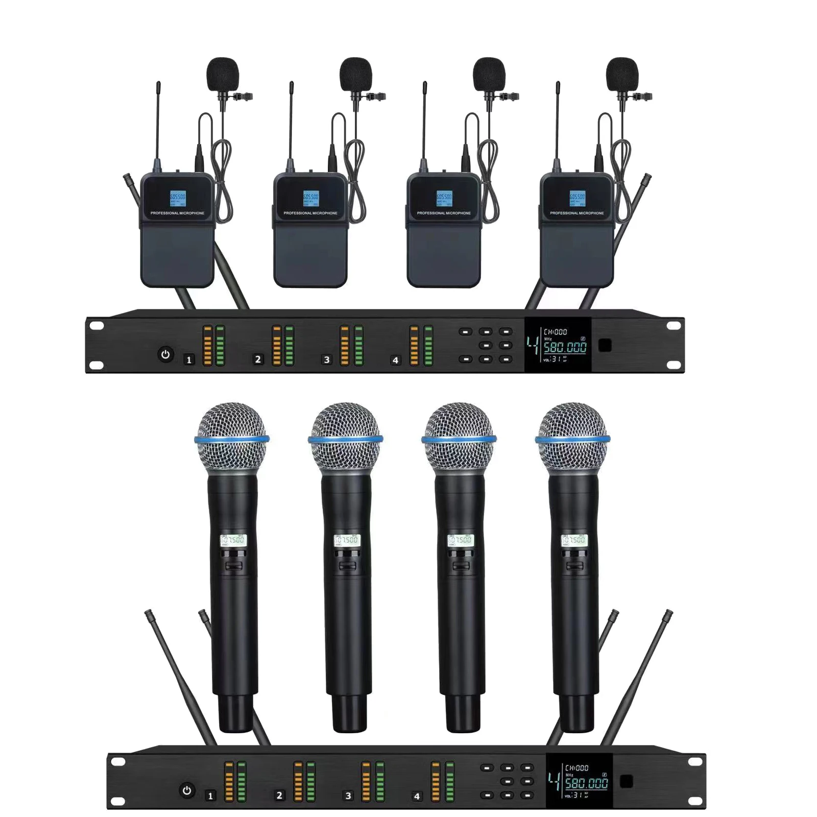 Axint-4-Channel-AD4Q-Digital-Wireless-Microphone-DJ-Karaoke-Stage-Vocal ...