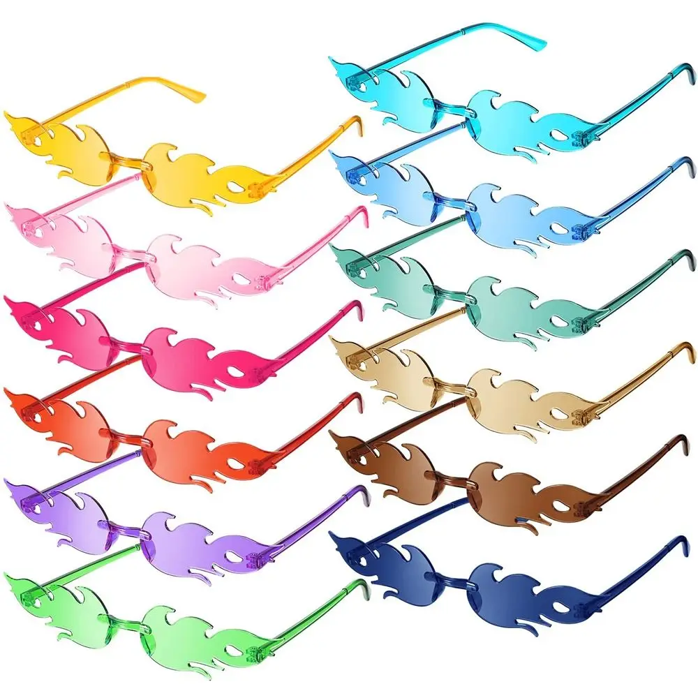 New Fashion Fire Flame Sunglasses Women Men Rimless Narrow Retro UV400 ...