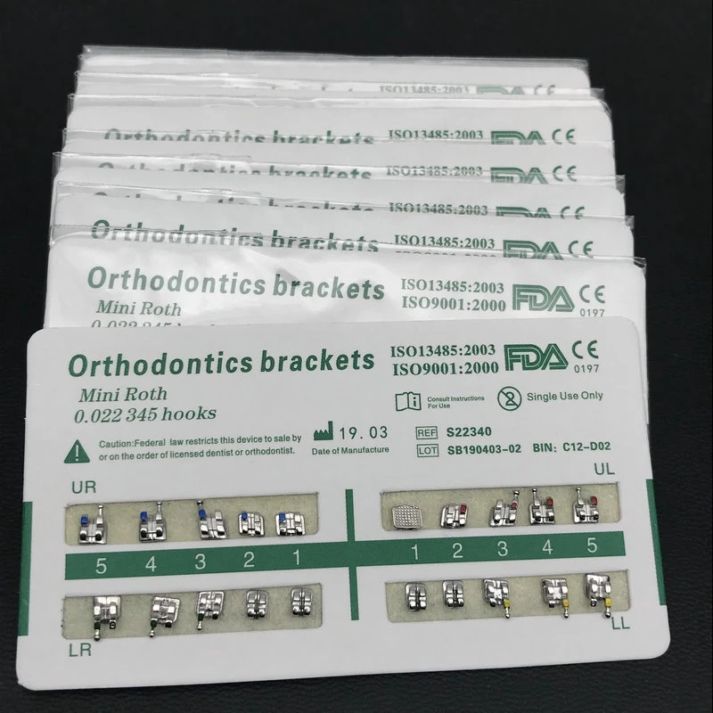 10packs Dental Orthodontic Metal Braces Bracket Mini Roth/MBT/Edgewise ...