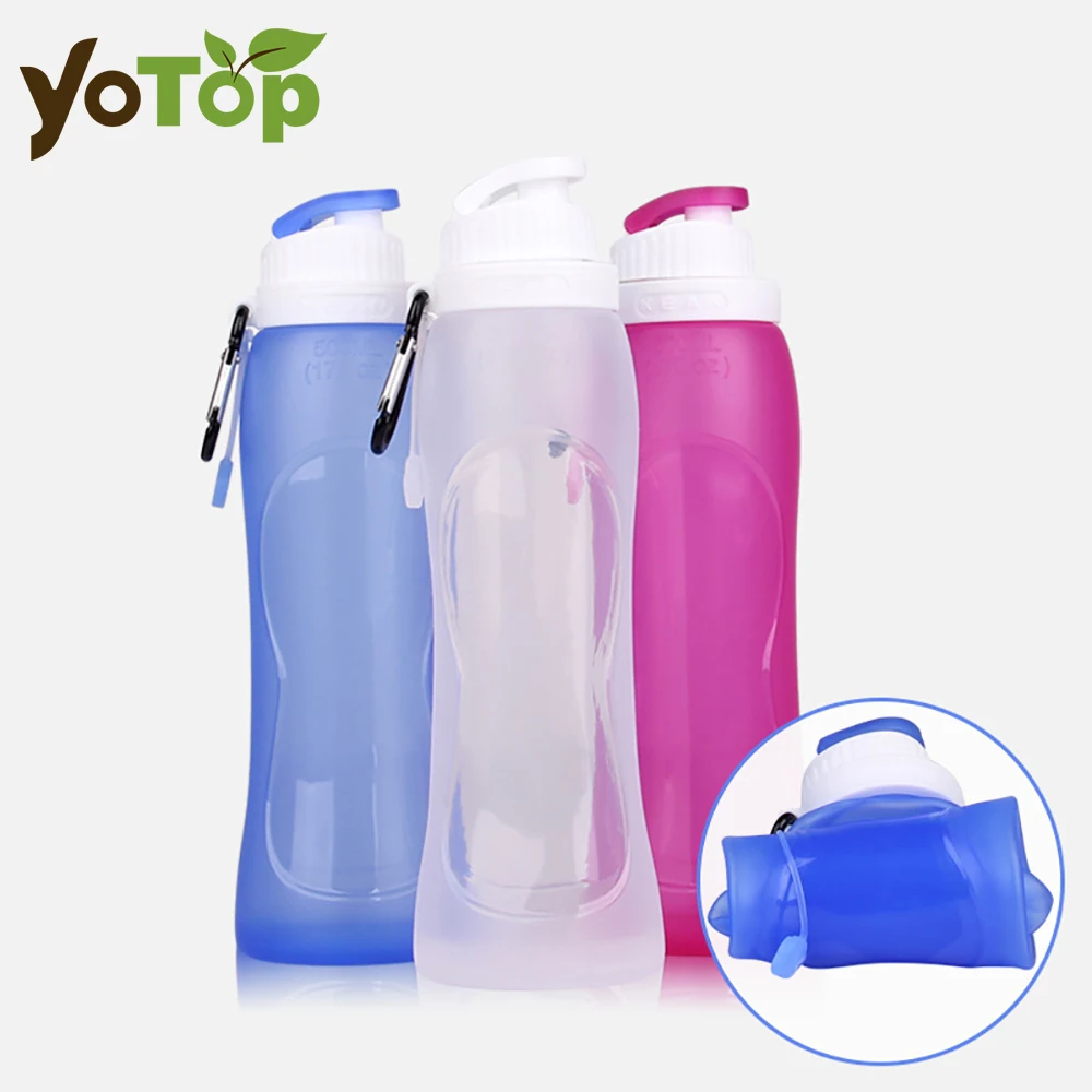 Water Bottle Silicone Folding Soft Water Bottle Outdoor Sports Water ...
