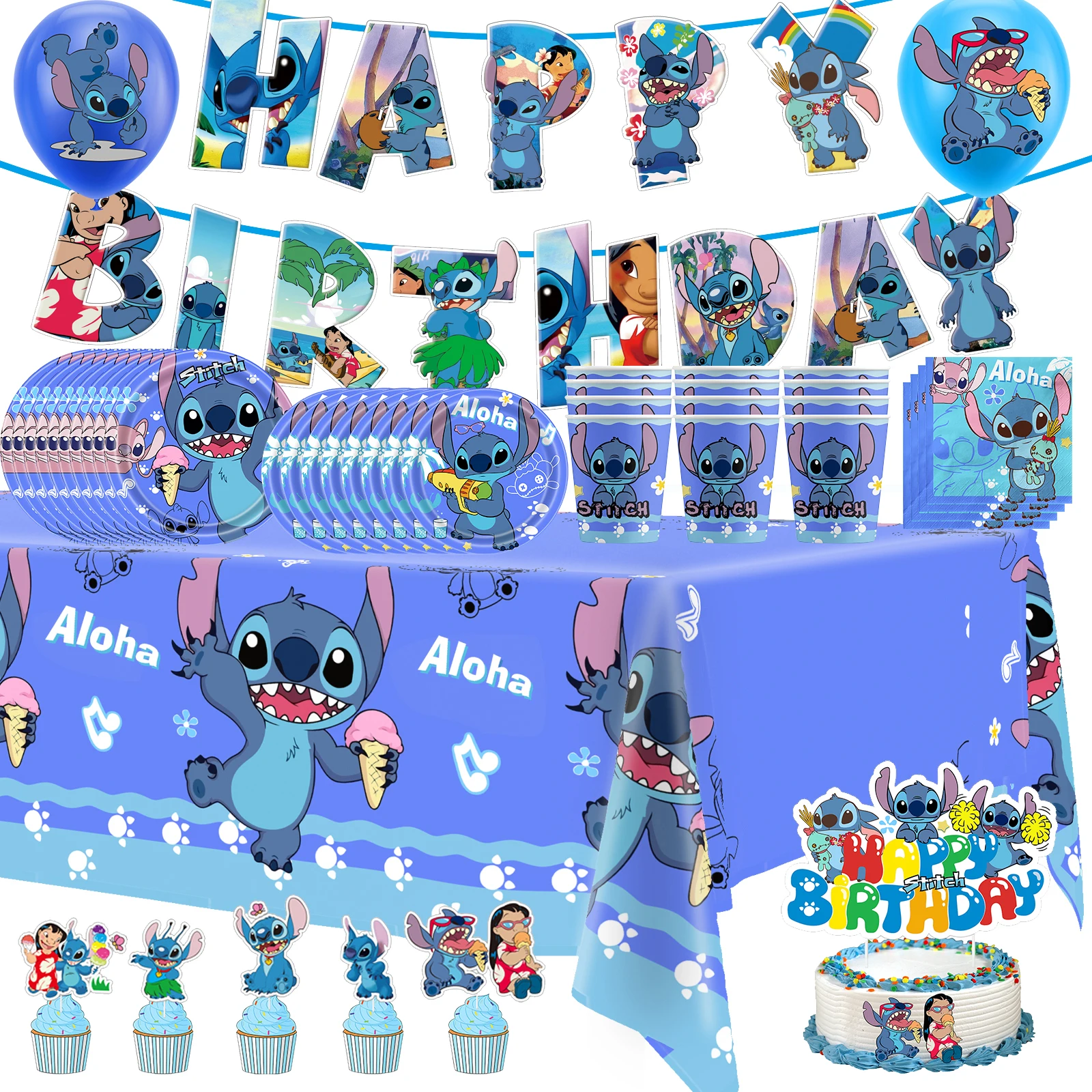 Lilo-Stitch-Party-Supplies-Include-Paper-Cup-Plate-Balloon-Tablecloth ...