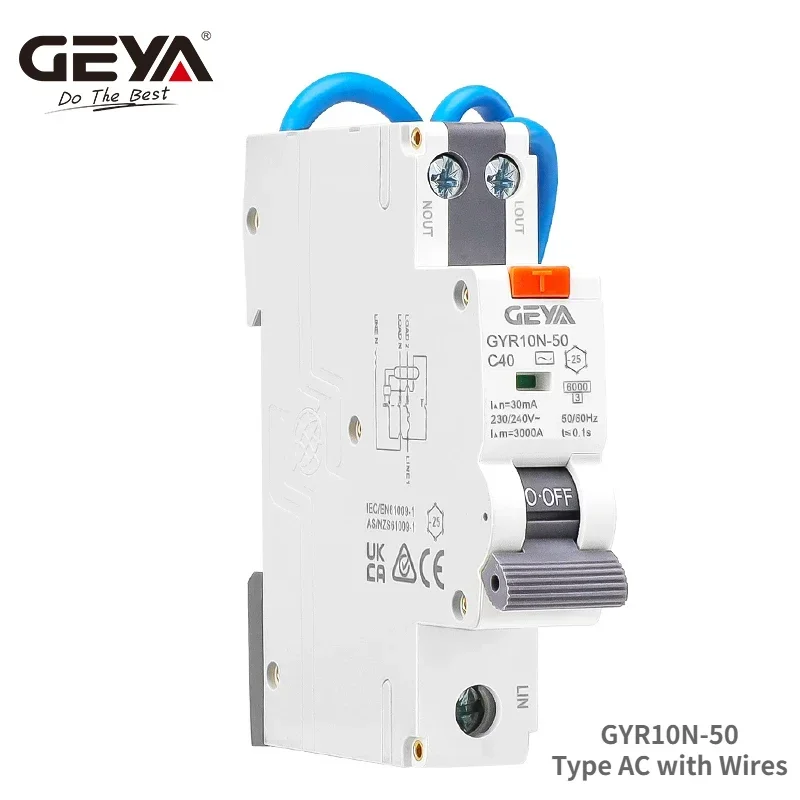 GEYA GYR10N RCBO 1P+N differential circuit breaker ELCB RCD RCBO ...
