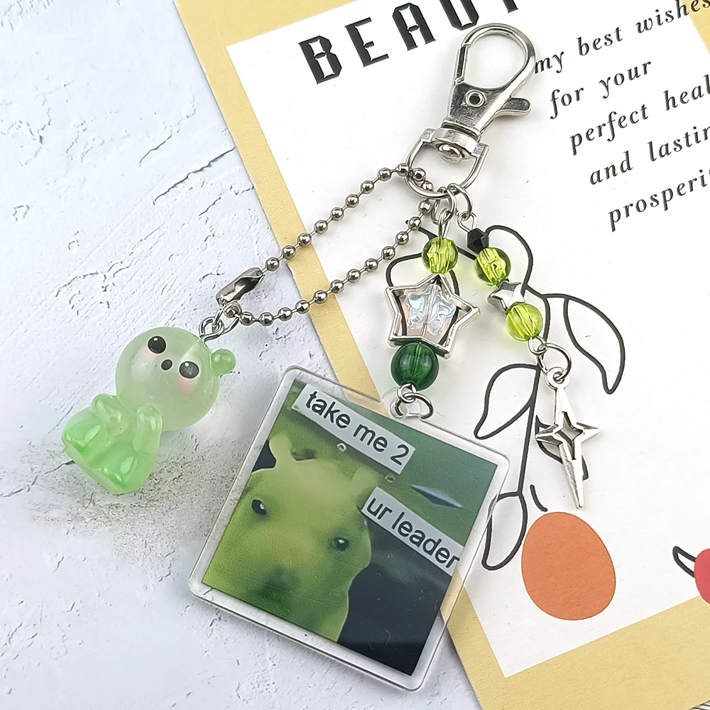 Silly Alien Keychains Cute Resin Aliens Star Bead Phone Charm Chain For ...