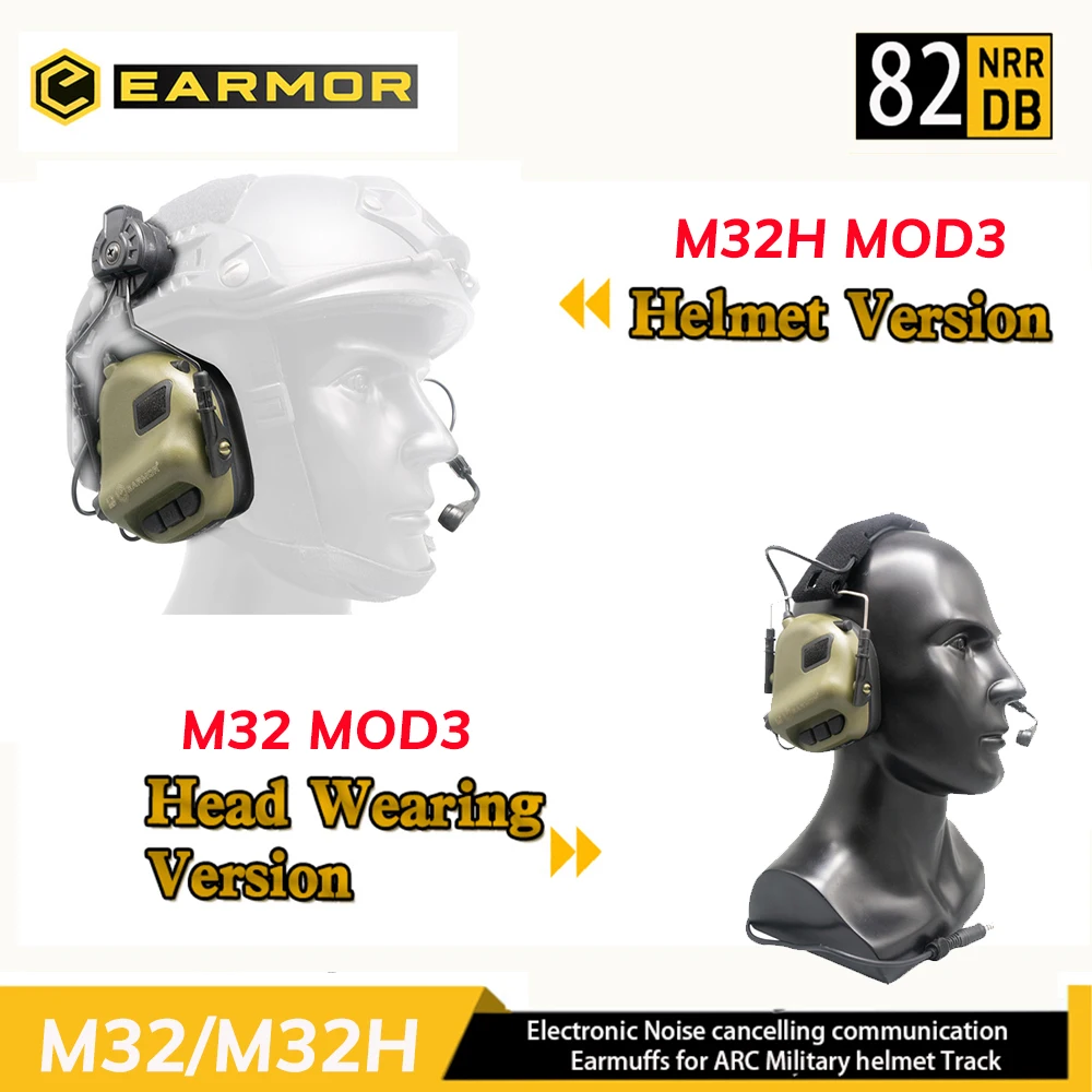 EARMOR-M32H-M32-MOD3-Military-Tactical-Headset-ARC-Rail-Adapter-Set-Noise-Canceling-Aviation ...