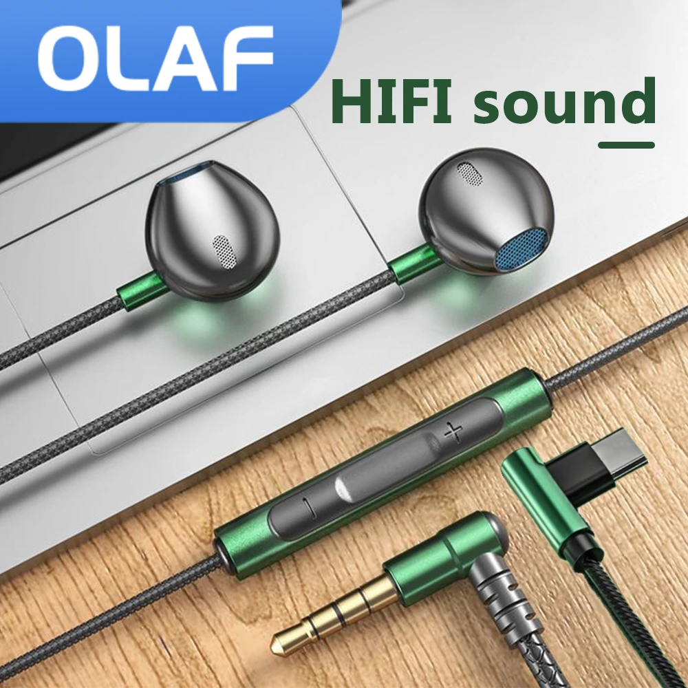 3-5mm-Type-C-Earphones-Wired-90-Degree-L-line-In-Ear-Wired-Headphones ...