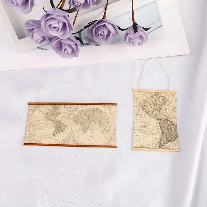 Dollhouse Miniature Accessories 1/12 Mini World Map Simulation ...