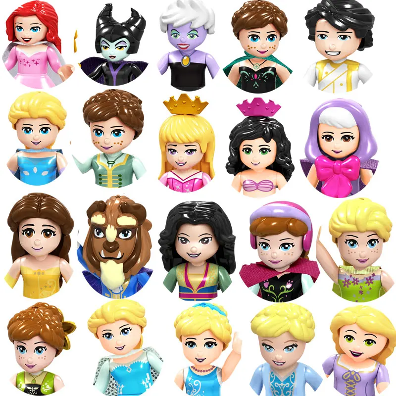 Disney-Mini-Action-Figures-Building-Blocks-Anna-Elsa-Princesa-Bela-Fera ...