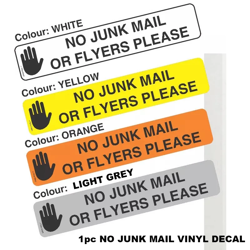 No Junk Mail or Flyers please Vinyl Sticker for Main Door, Waterproof ...