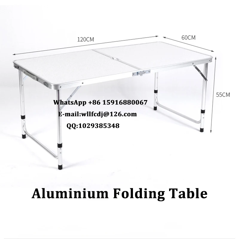 4Ft-Aluminium-Folding-Table-White-Plastic-Height-adjustable-Picnic ...