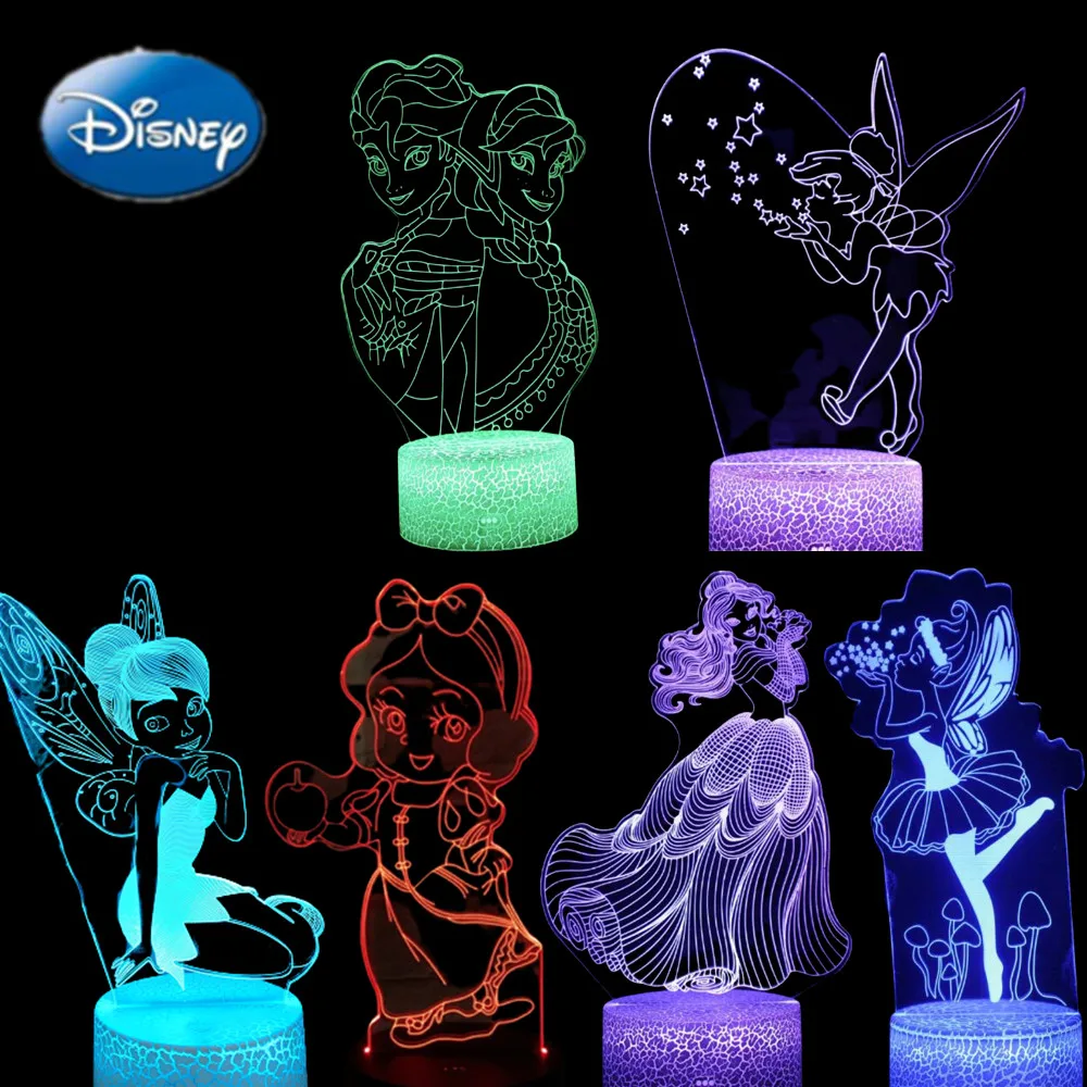 Frozen-Princess-3D-Visual-Lamp-Anna-Elsa-Figurine-Tinker-Bell-LED-Night ...