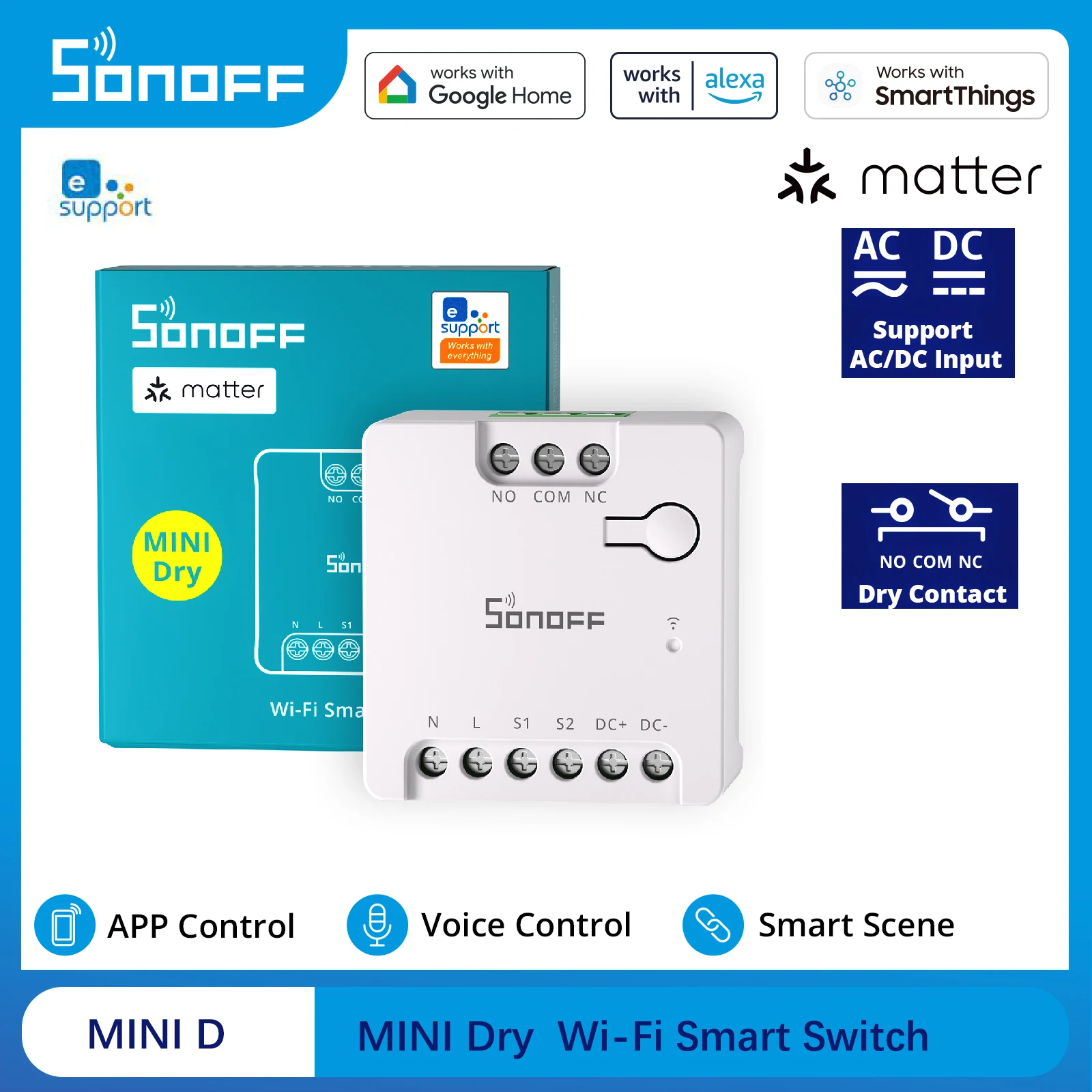 SONOFF MINI-D Wi-Fi Smart Switch First MINI Dry Contact Relay Device ...