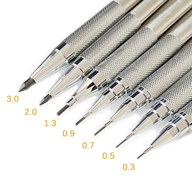 0.3 0.5 0.7 0.9 1.3 2.0mm Mechanical Pencil Set Full Metal Art Drawing ...
