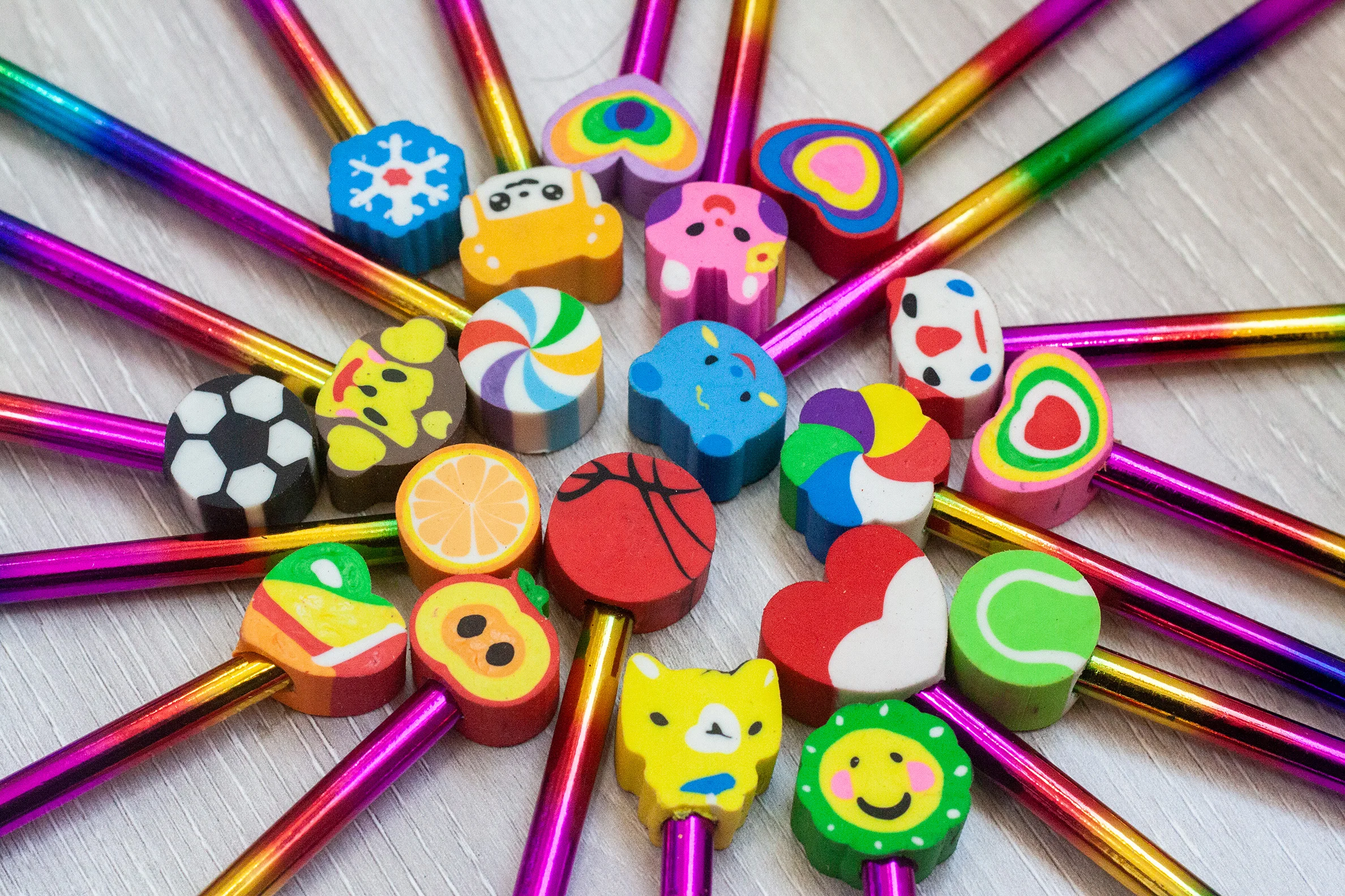 20pcs HB Wood Pencils set with Cute Animal Shape Eraser Writing ...