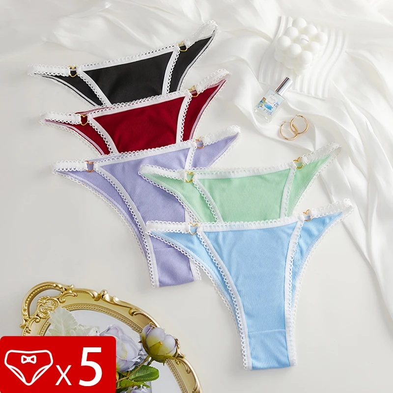 5pcs-Sexy-Ribbed-Ladies-Briefs-Low-Waist-Solid-Seamless-Female-Panties ...