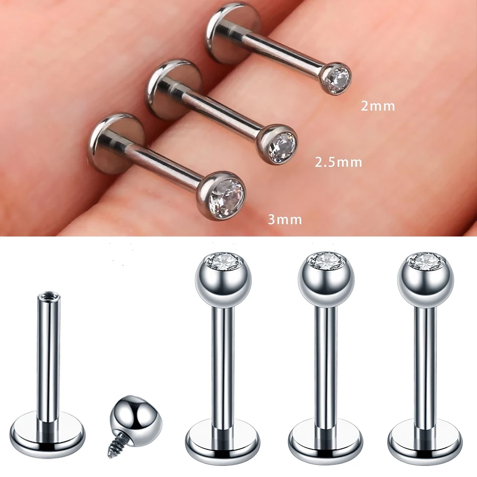1PC-Implant-Titanium-Labret-Piercing-Lip-Ring-CZ-Ear-Cartilage-Tragus ...