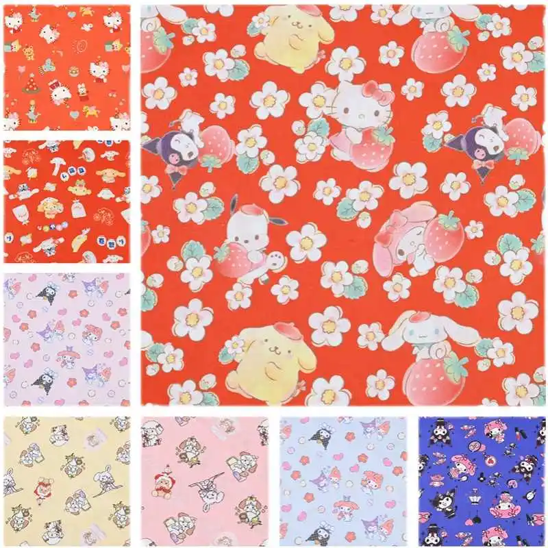 Japanese Sanrio Hello Kitty Print Cotton Fabric for Patchwork Quilting ...