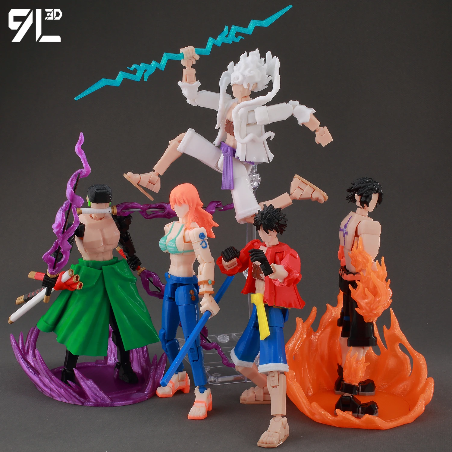 9L3D Printed Anime One Piece Luffy Roronoa Zoro Lucky13 Dummy Action ...