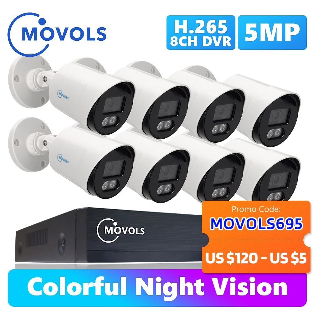 Movols 5mp Colorful Night Vision Surveillance System 8ch H.265+ P2p Dvr ...