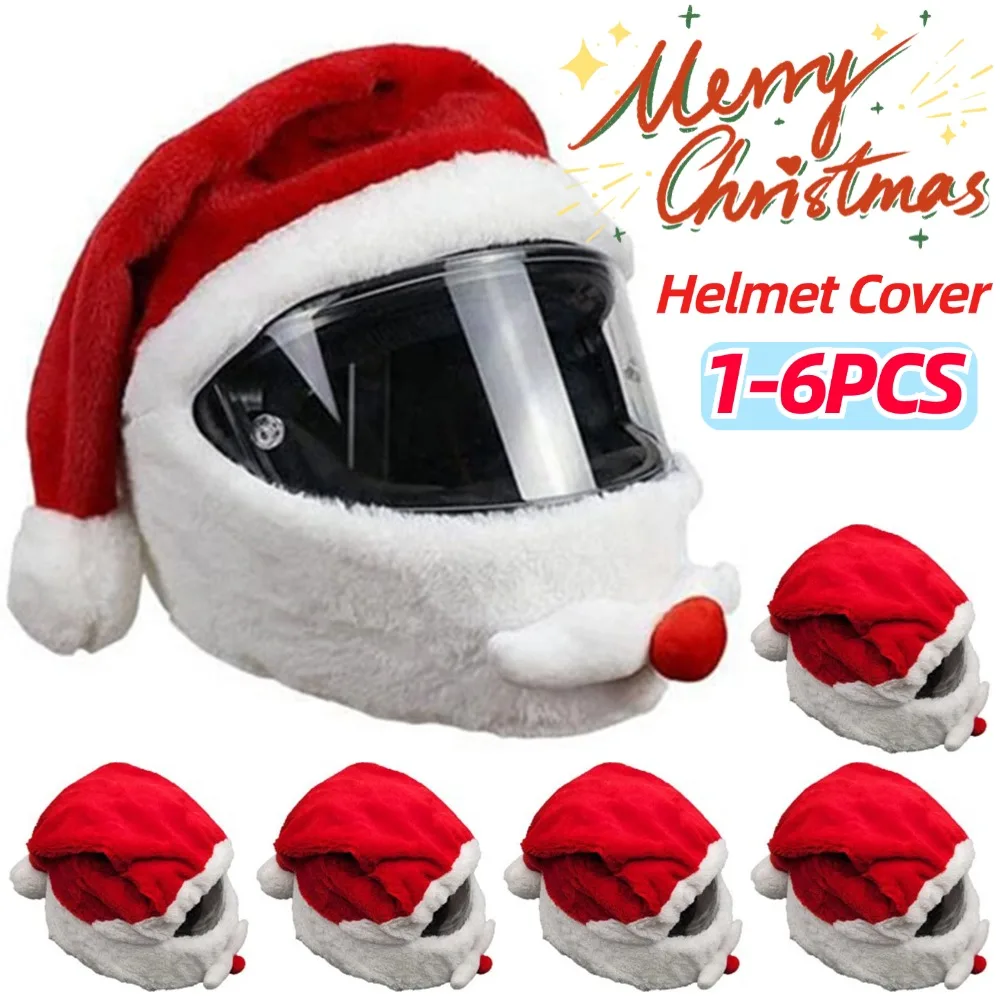 1-6PCS-Christmas-Helmet-Cover-Elastic-Motorcycle-Santa-Claus-Funny ...