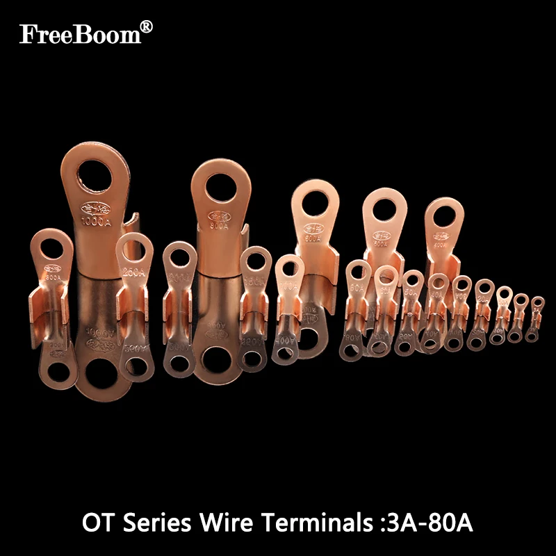 OT-Series-Wire-Terminals-3A-80A-Red-Copper-Bare-Nose-Lugs-Crimp-Open ...