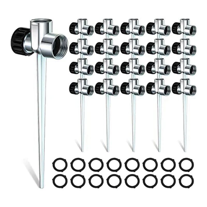 30 Pack 1/2 Inch Sprinkler Spike Base Zinc Flow Thru Lawn Watering ...