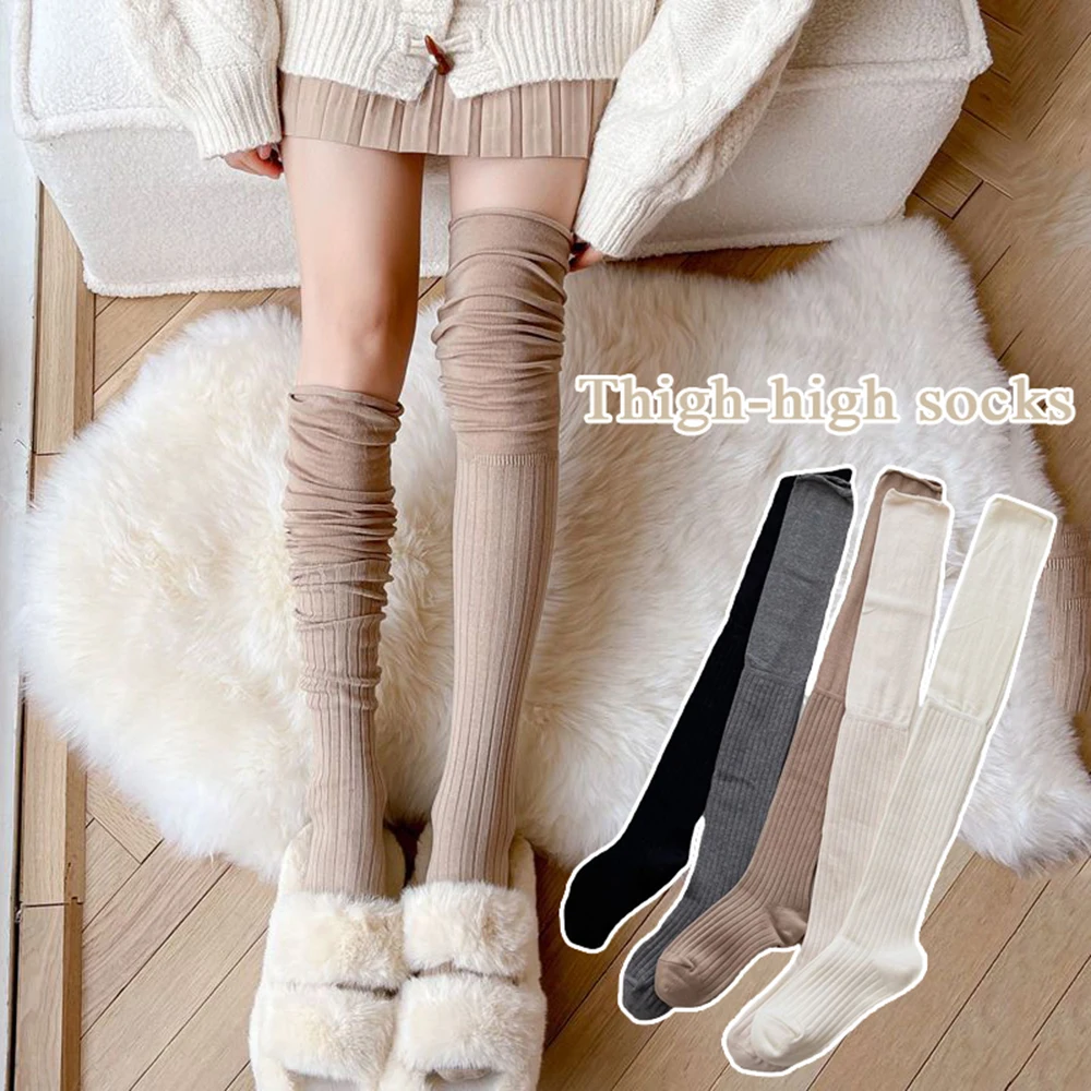 Fashion-Women-Knee-socks-Lady-Splicing-Soft-Stockings-Autumn-Winter ...