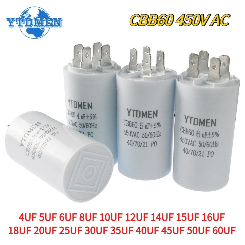 1PCS CBB60 Starting Capacitor 450VAC 4pin Double Insert Electric ...