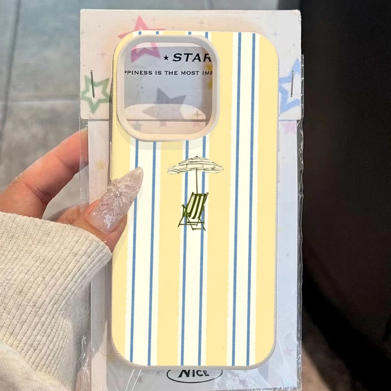 Light Yellow Stripes Sunshade Chair Pattern Phone Case For iPhone 17 16 ...