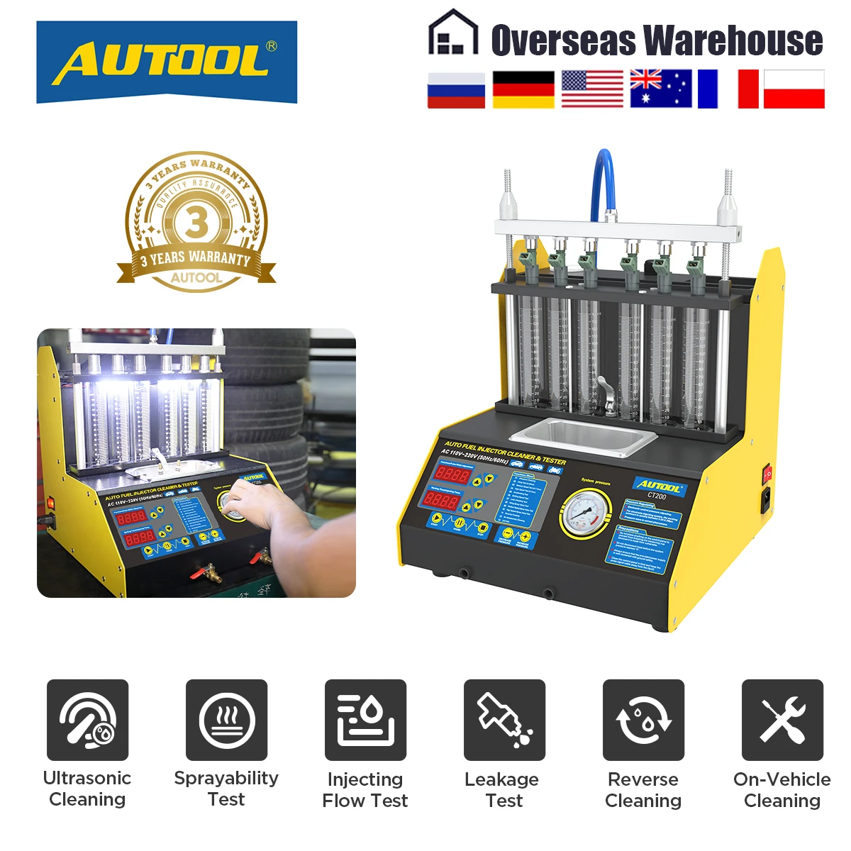 AUTOOL-CT200-Car-Injector-Tester-Fuel-Injector-Nozzle-Cleaner-Auto ...