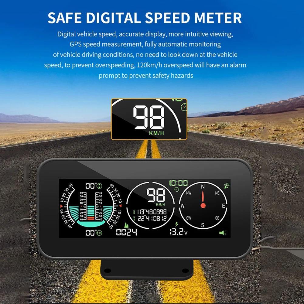 M60 Car Compass Inclinometer Speedometer GPS Speed Slope Digital Tilt ...