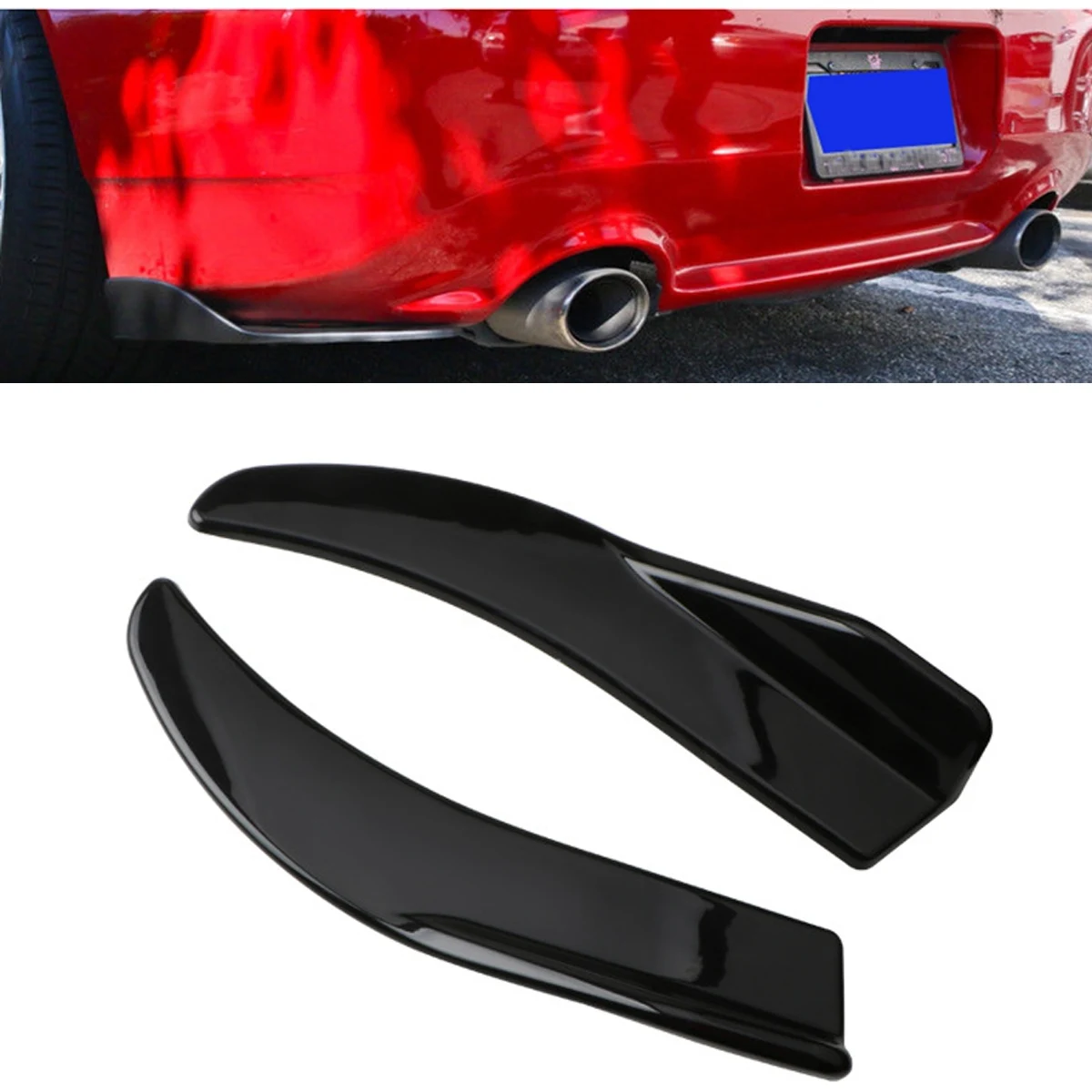 2pcs Black Rear Bumper Splitter Winglet Side Skirt Extensions Lip ...