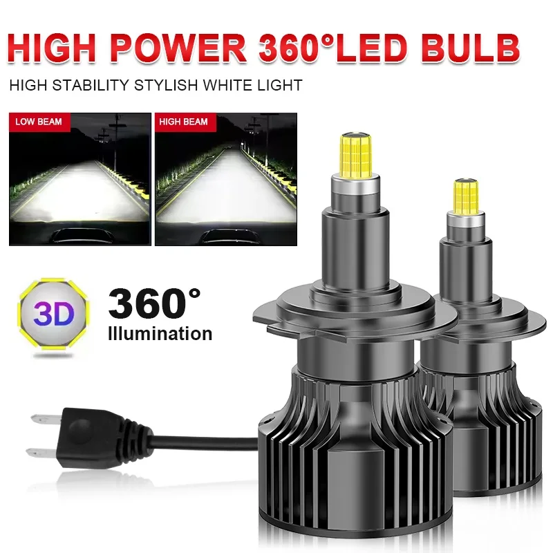 3D 360 H7 H11 LED Headlights 1000W High Power Canbus Led HB3 9005 White ...