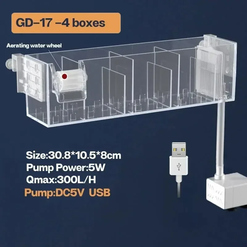 Aquarium-Wall-Mounted-Filter-3-in-1-Oxygenated-Silent-Circulating ...