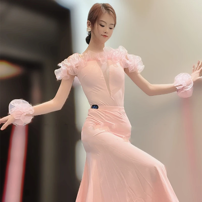 New-Fairy-Ballroom-Dance-Dress-Pink-White-Off-Shoulder-Tops-Skirt ...