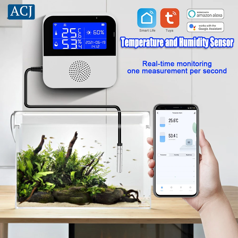 Tuya Wifi Temperature Humidity Sensor Lcd Display For Smart Home Or Plant Growth High Precison ...