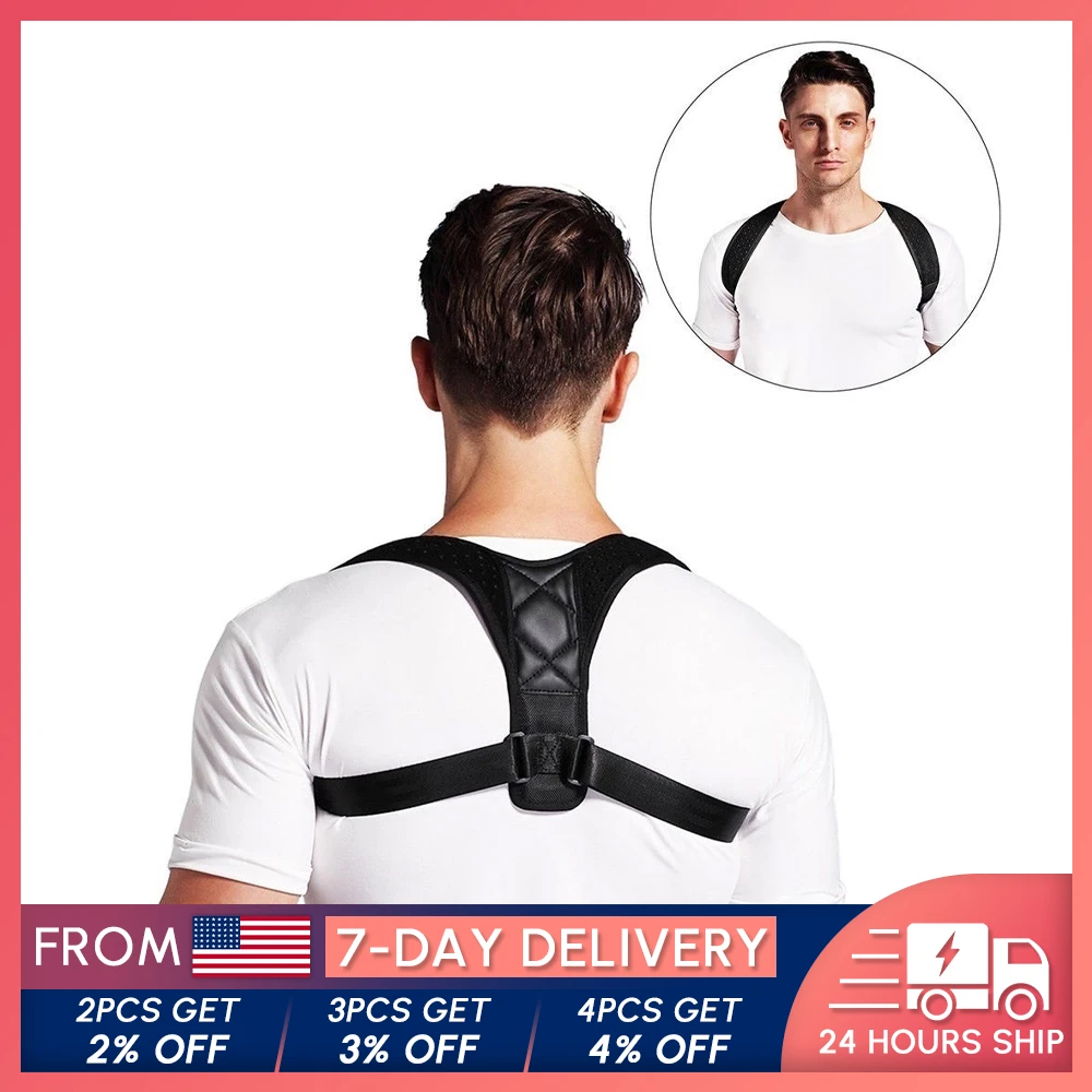 Brace Support Belt Adjustable Back Posture Corrector Clavicle Spine Back Shoulder Lumbar Posture ...