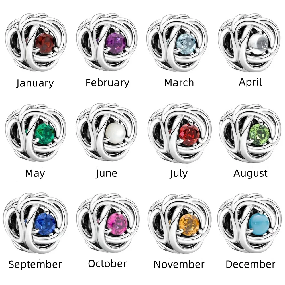 2024-New-1-to-12-Month-Stone-Charms-Beads-For-Pandora-Necklace-Bracelet ...