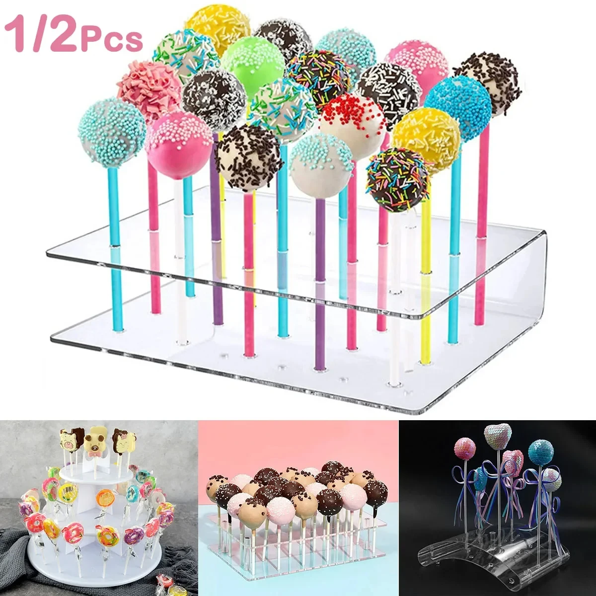 1-2Pcs-Acrylic-Lollipop-Stand-Transparent-Lollipop-Display-Detachable ...