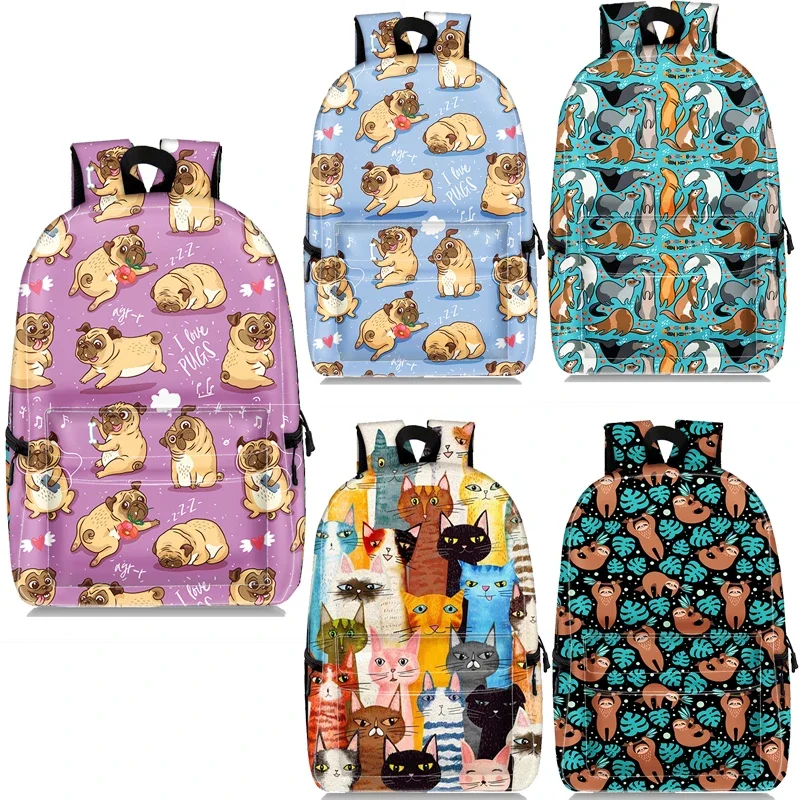 Funny-Puppy-Dog-Cat-Sloths-Students-Backpack-College-Student-Mochila ...