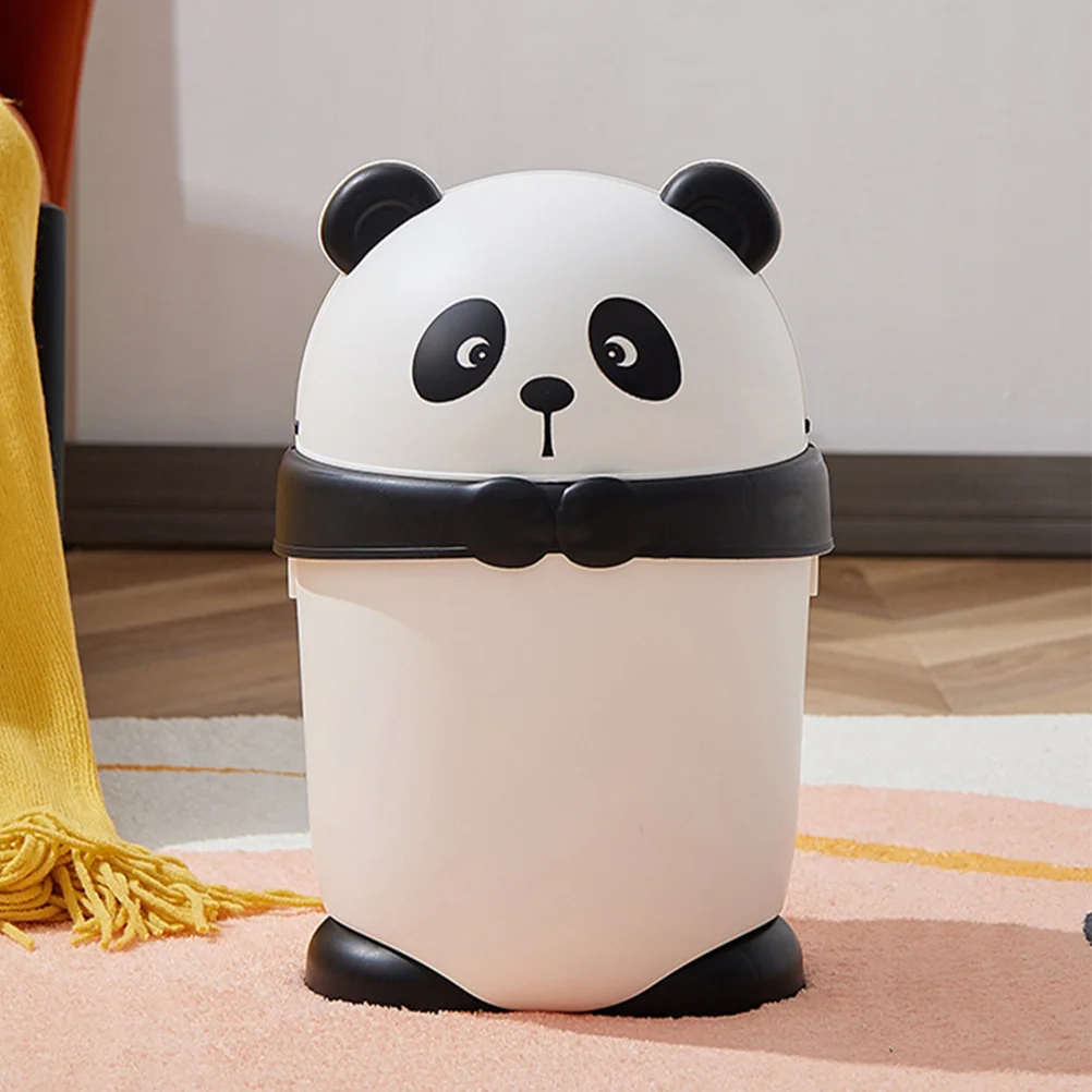 Panda-Trash-Can-Car-Waste-Basket-For-Office-Plastic-With-Lid-Small-Bin ...