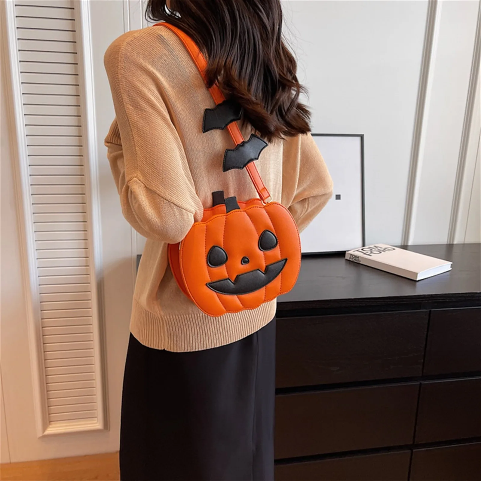 Halloween-Pumpkin-Shoulder-Bag-Women-Novelty-Purse-PU-Leather-Female ...